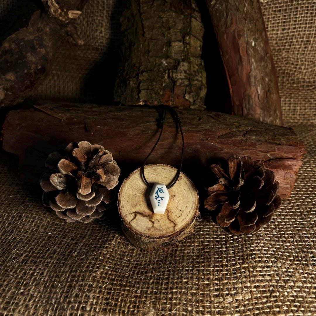The Serpent’s Tongue – Bone Rune Pendant With Turquoise Inlay - Etsy