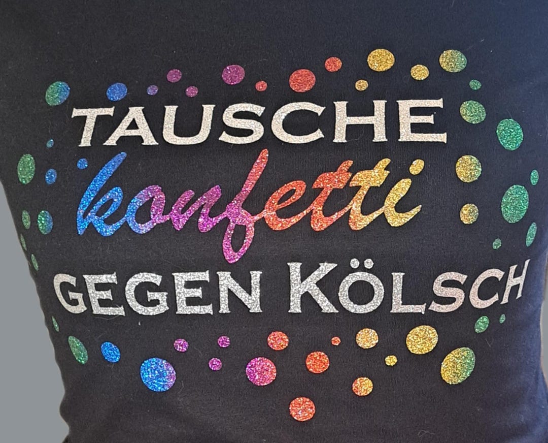 Tausche Konfetti gegen Kölsch - T-Shirt schwarz -silber Karneval ...