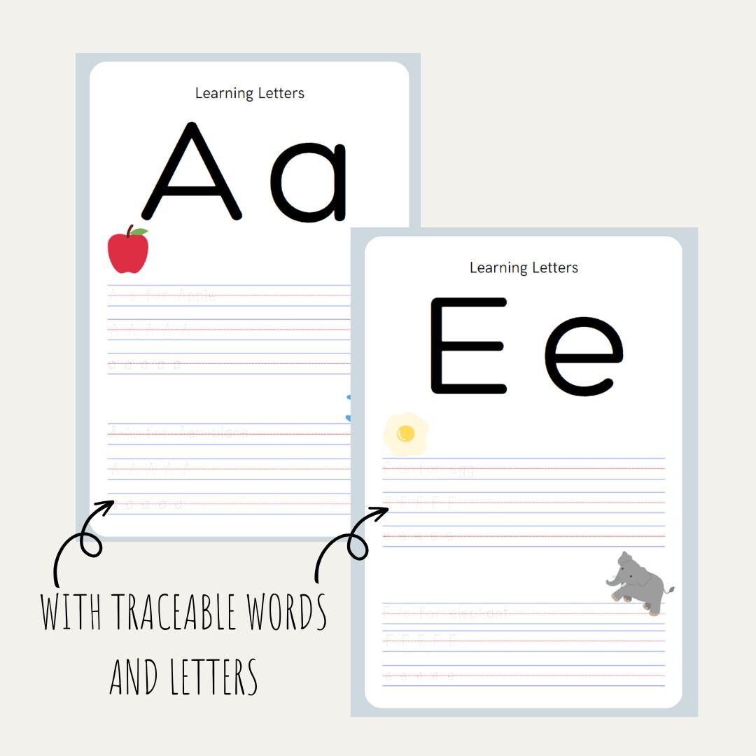 Printable Kindergarten Simple Trace and Learn Alphabet - Etsy