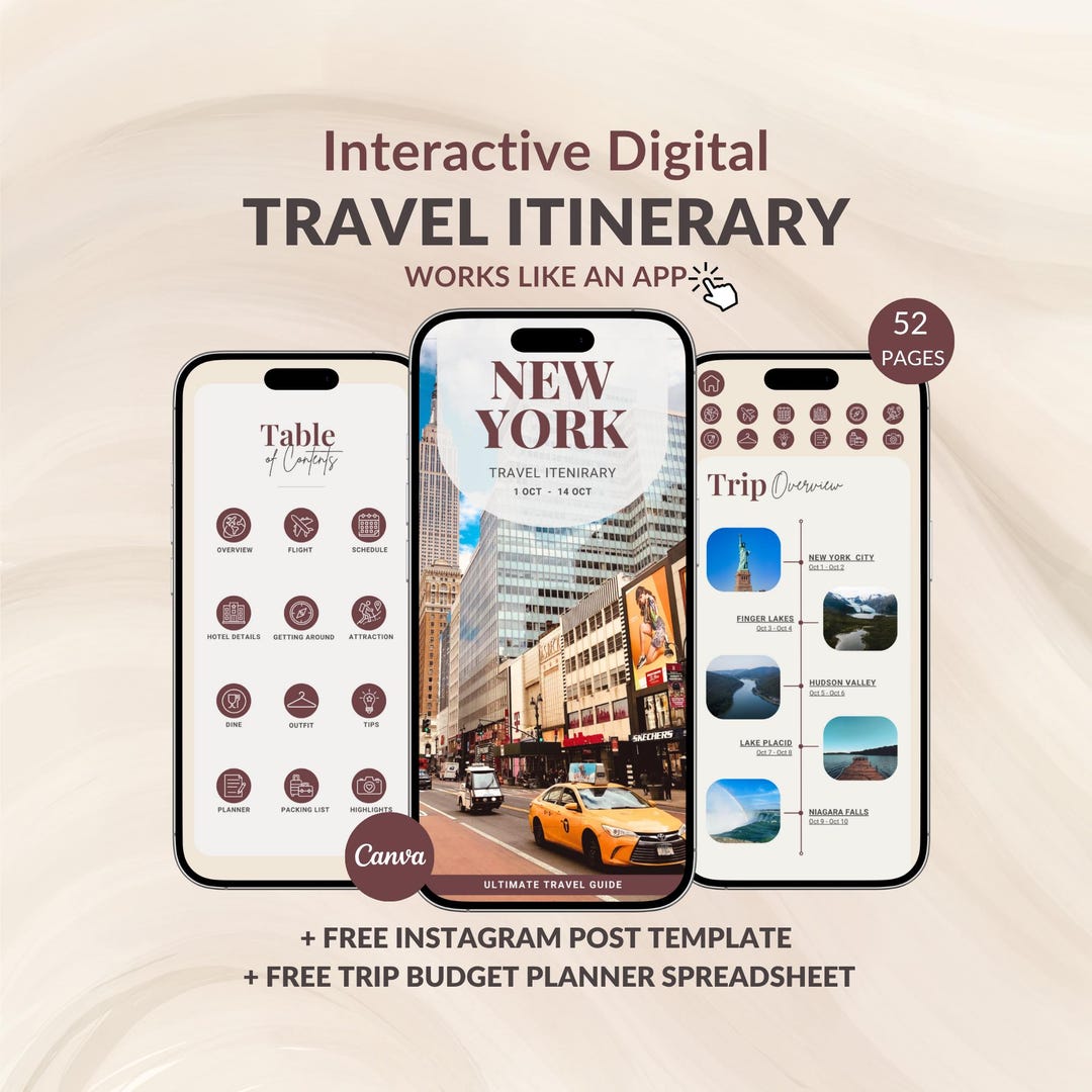 Travel Itinerary Template, Mobile Travel Planner, Editable Portugal ...