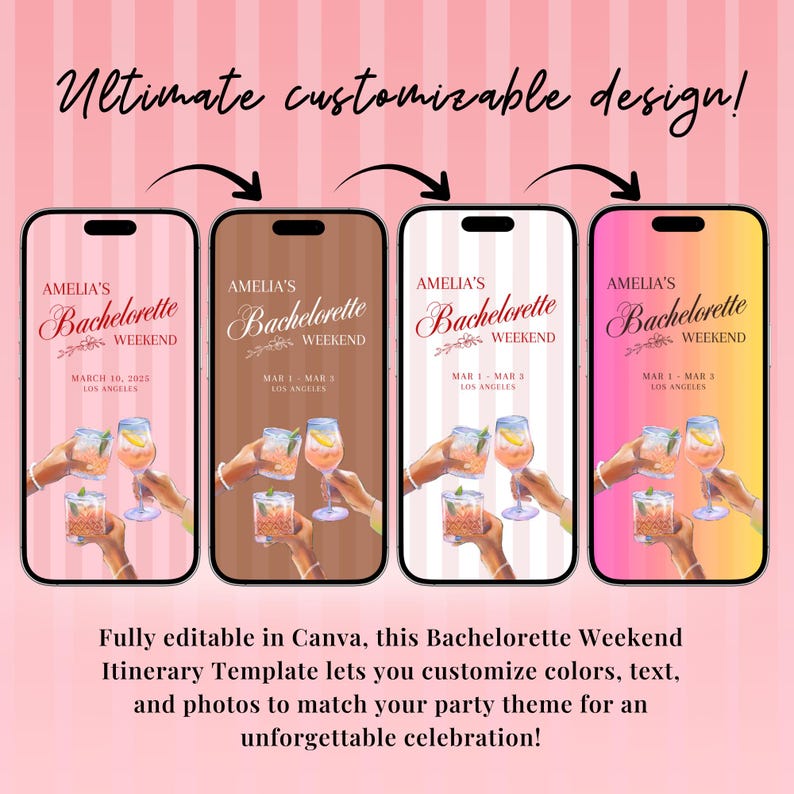 Bachelorette Itinerary Template for Mobile, Hen Party, BRIDAL PARTY ...