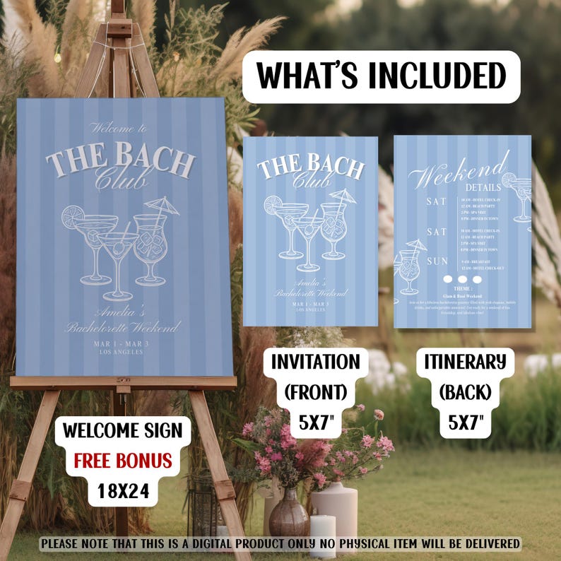 The Bach Club Bachelorette Invitation & Itinerary Template | Editable ...
