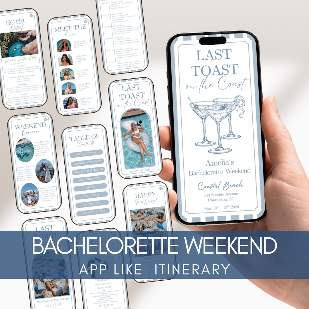 Coastal Bachelorette Party Itinerary Template Travel Itinerary Girls ...