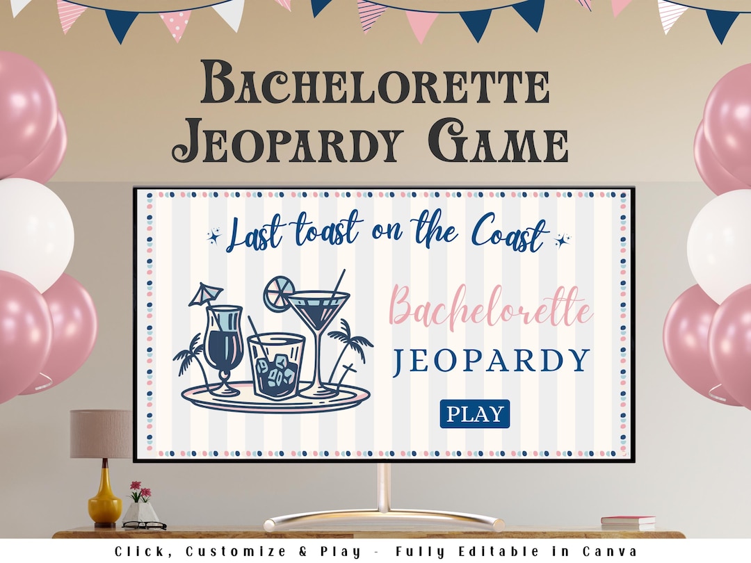Coastal Bachelorette Party Jeopardy Game | Editable Canva Presentation ...