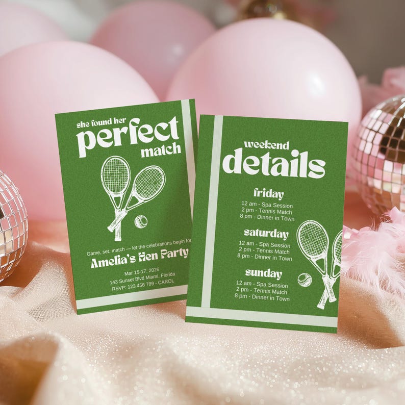 Bachelorette Itinerary, Tennis Bachelorette Weekend Invitation, Bridal ...
