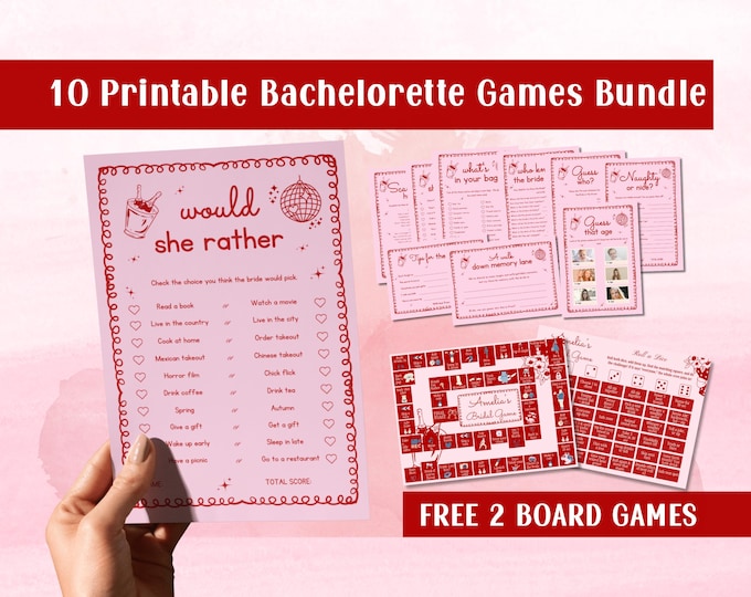 Pink Bachelorette Games Bundle, 100 Editable Bridal Shower Games, Pink ...
