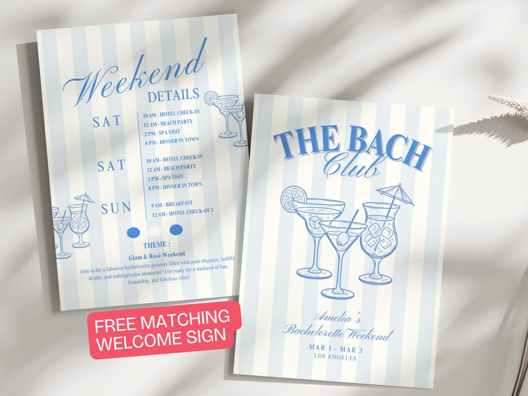 The Bach Club Bachelorette Invitation & Itinerary Template | Editable ...