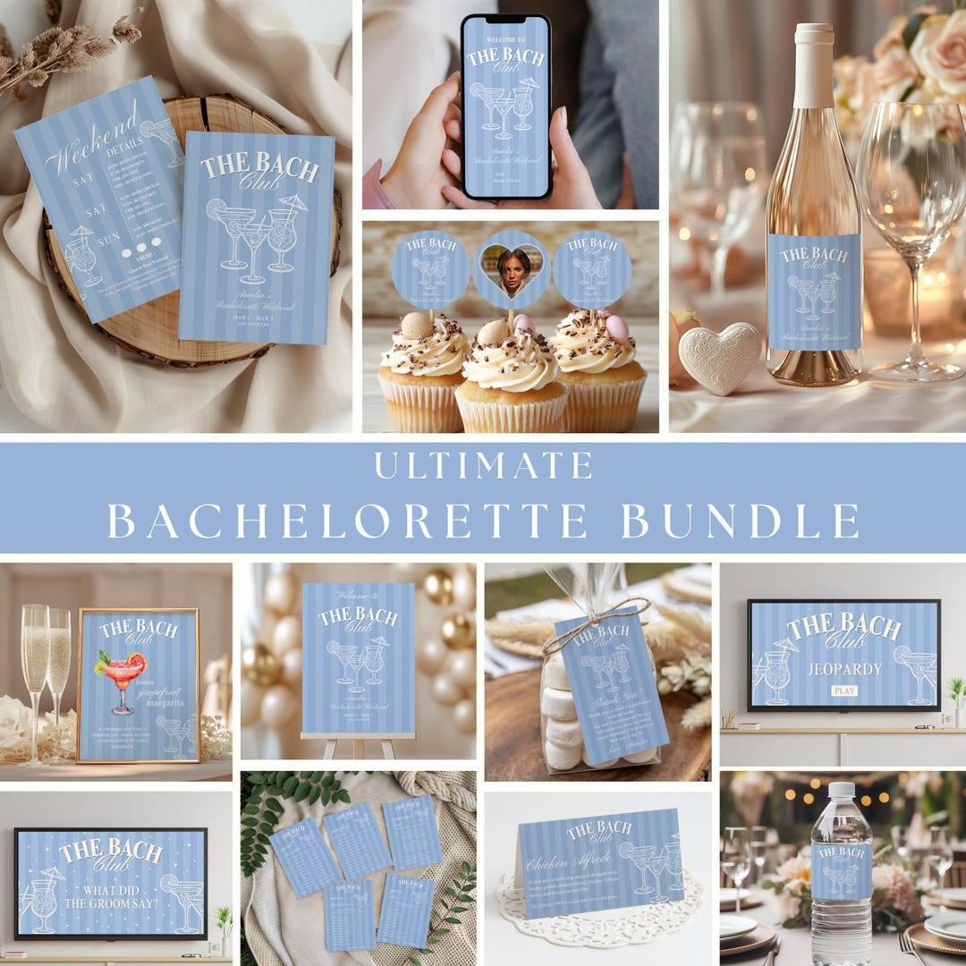 Bach Club Bachelorette Party Bundle: Editable Canva Templates (digital ...