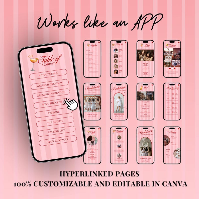 Bachelorette Itinerary Template for Mobile, Hen Party, BRIDAL PARTY ...