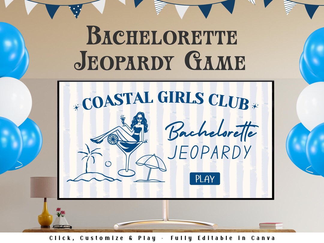 Coastal Bachelorette Party Jeopardy Game | Editable Canva Presentation ...