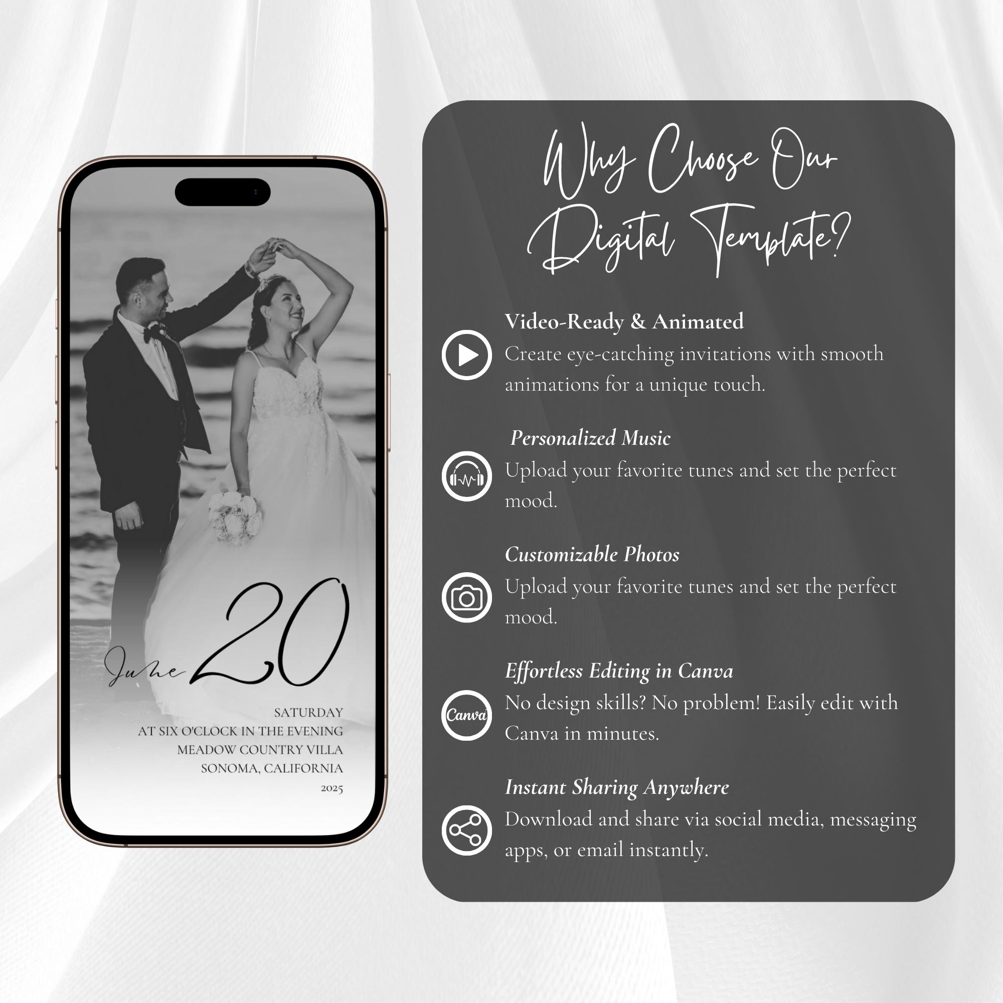 Digital Wedding Invitation Template, Animated Wedding Invite With Photo ...
