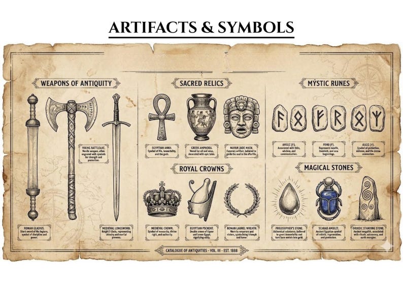 Vintage Fantasy Story Map Pack | World Map, Timeline, Characters ...