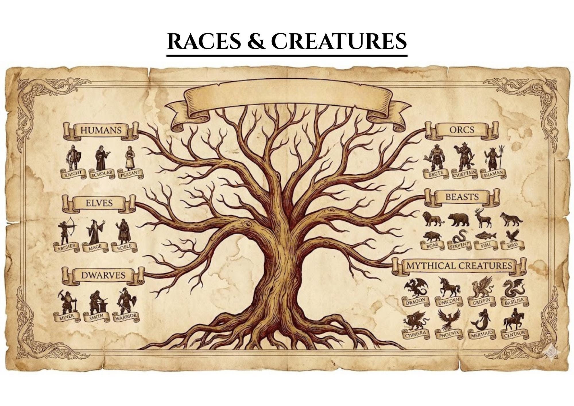 Vintage Fantasy Story Map Pack | World Map, Timeline, Characters ...