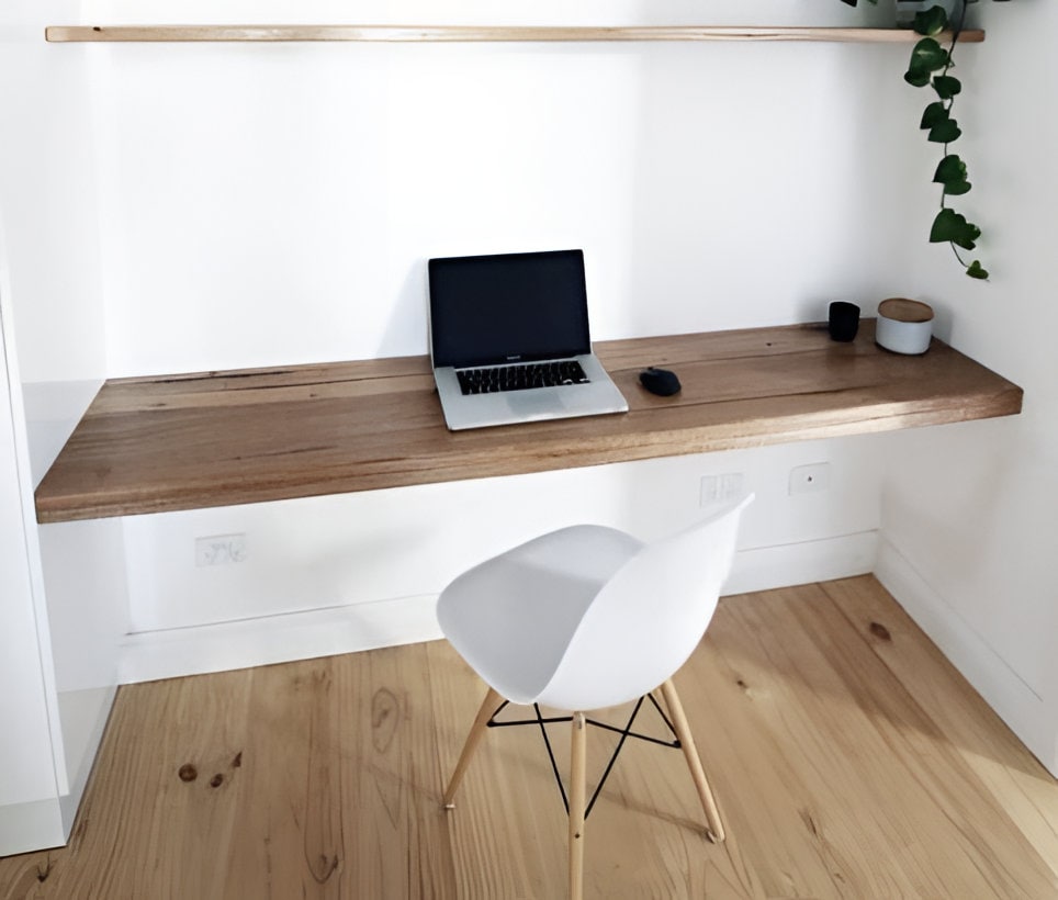 Customizable Solid Wood Floating Desk: Alcove Niche Table, Wall Mounted ...
