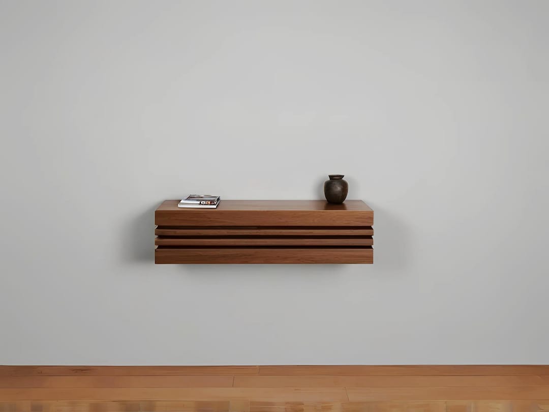 Handmade Solid Wood Floating Console, Modern Media Unit - Etsy