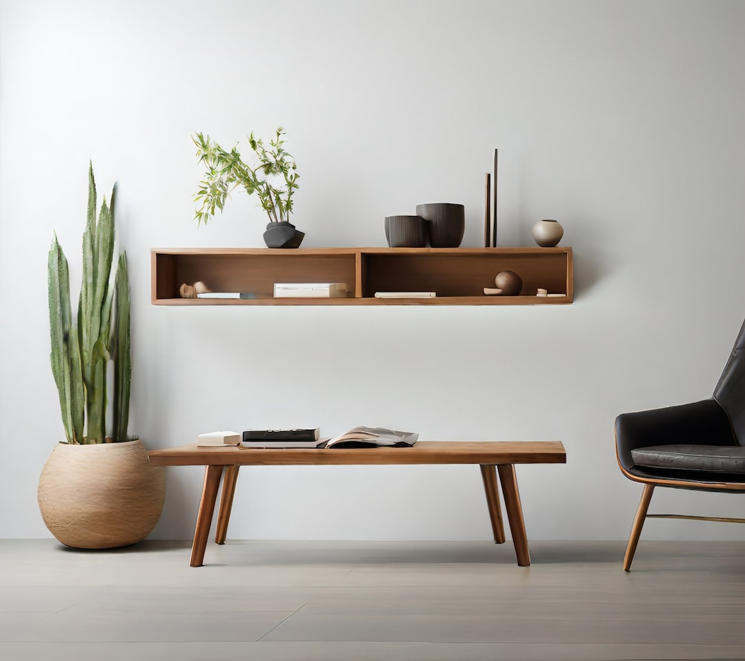 Customizable Solid Wood Floating Console Table: Beech & Hornbeam - Etsy