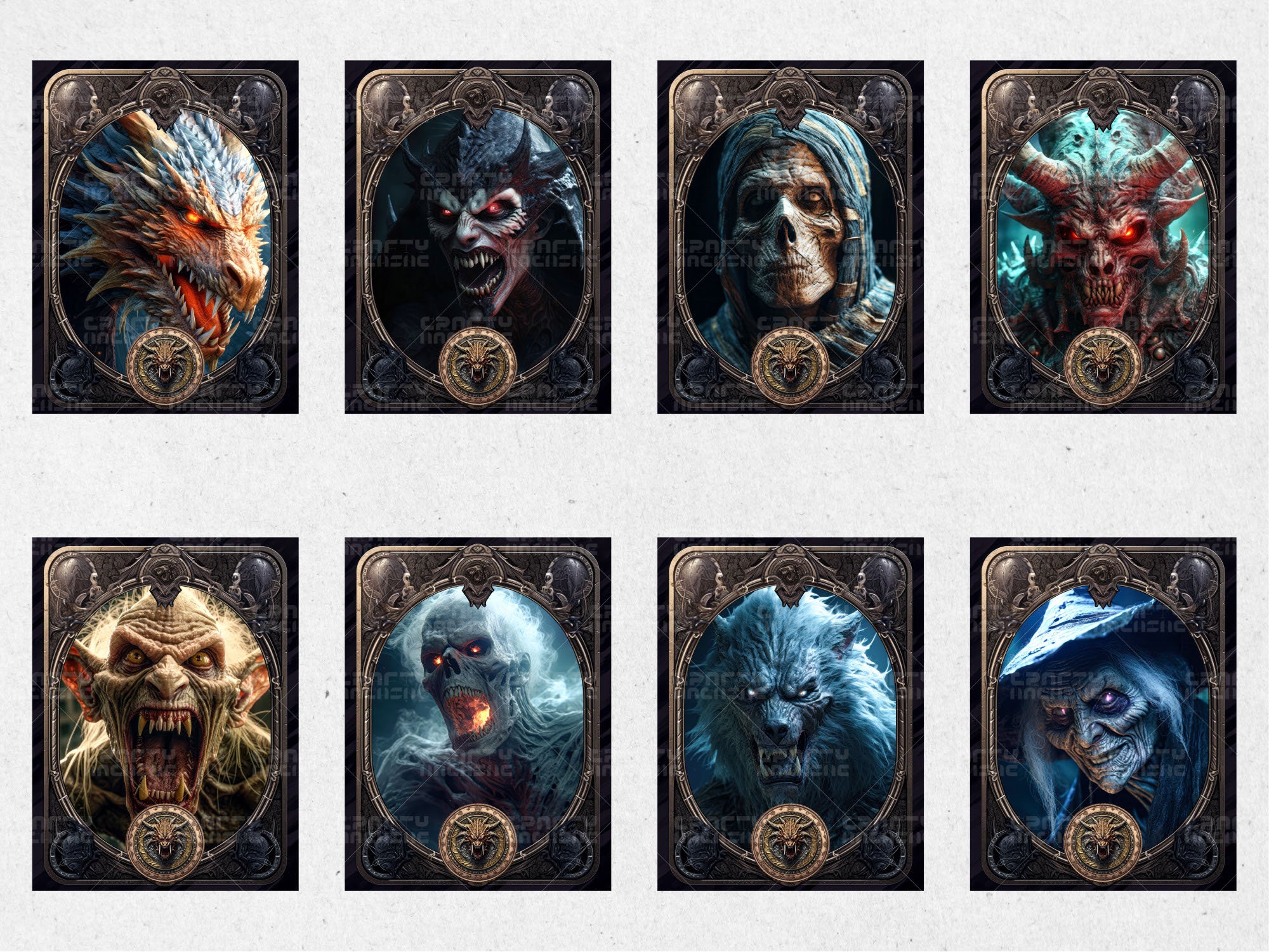 24 RPG Enemies Cards Printable Hi-res Images, Digital Download Set 1 ...