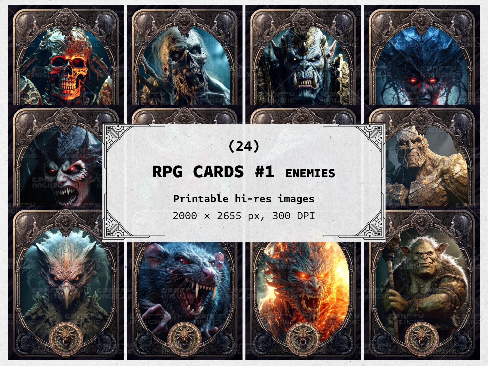 24 RPG Enemies Cards Printable Hi-res Images, Digital Download Set 1, Vol. 3 - Etsy