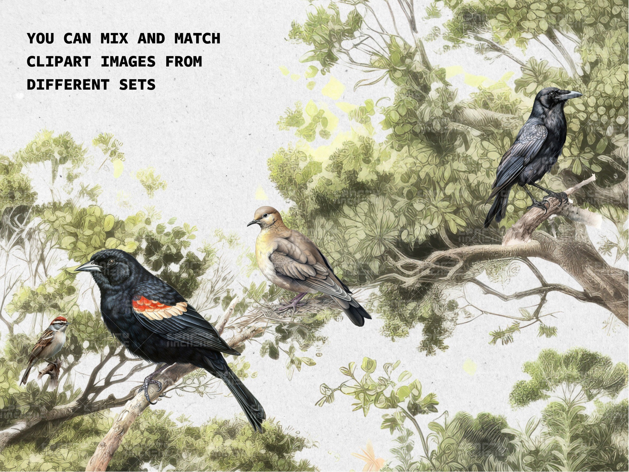 12 North American Birds Clip Art, Colourful Illustration, Digital ...