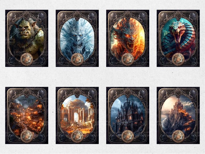 24 RPG Enemies Cards Printable Hi-res Images, Digital Download Set 1 ...
