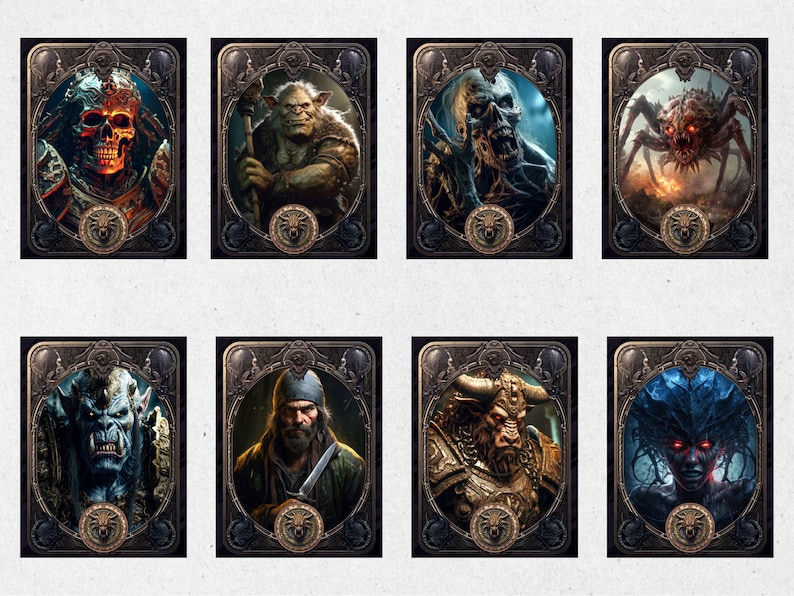 24 RPG Enemies Cards Printable Hi-res Images, Digital Download Set 1 ...