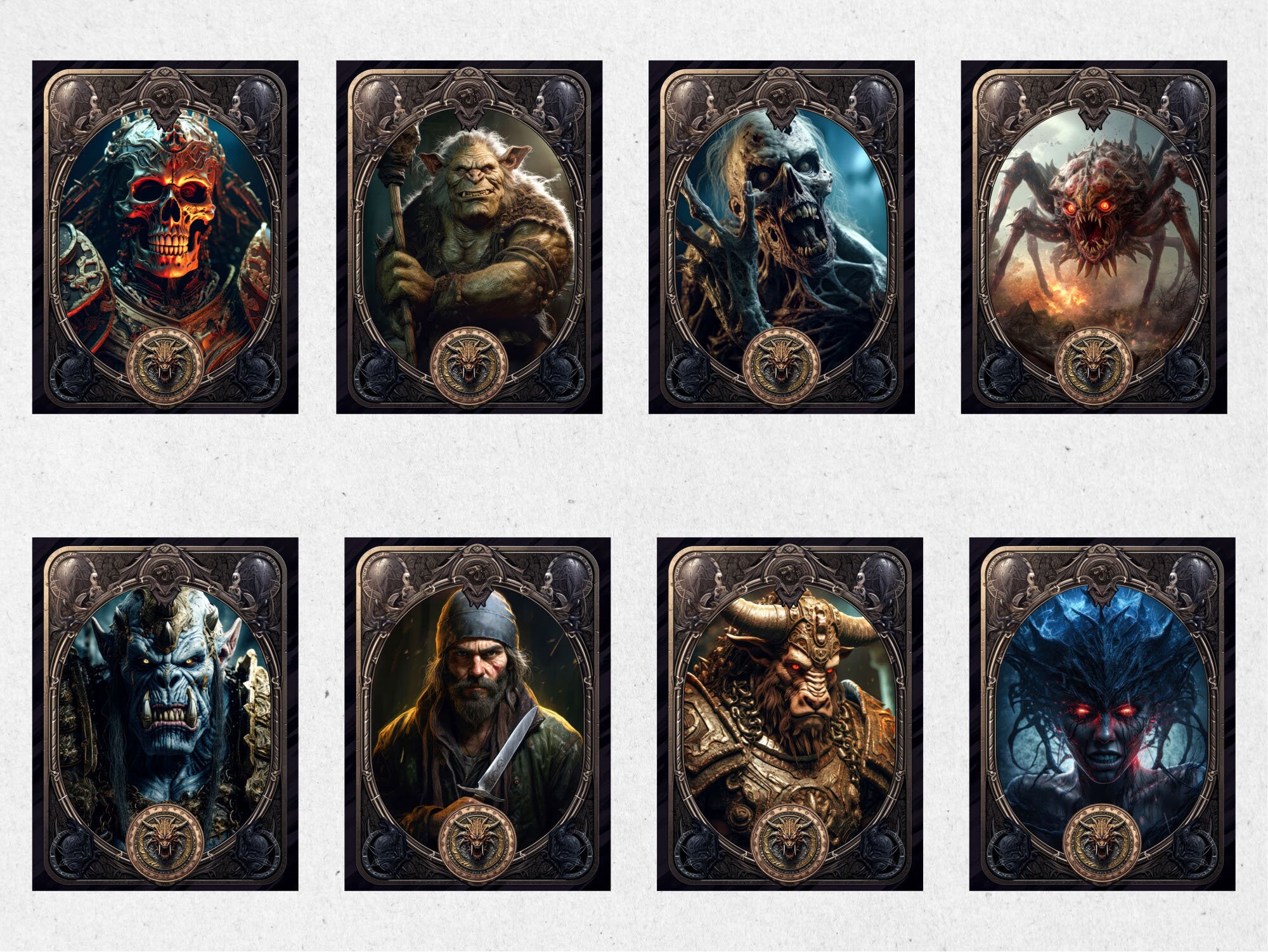 24 RPG Enemies Cards Printable Hi-res Images, Digital Download Set 1 ...