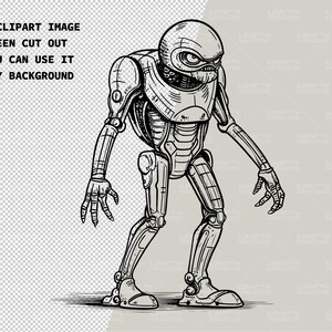 12 Alien Monsters Clip Art, Outlines, Digital Download, Transparent PNG ...