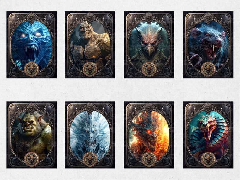 24 RPG Enemies Cards Printable Hi-res Images, Digital Download Set 1 ...