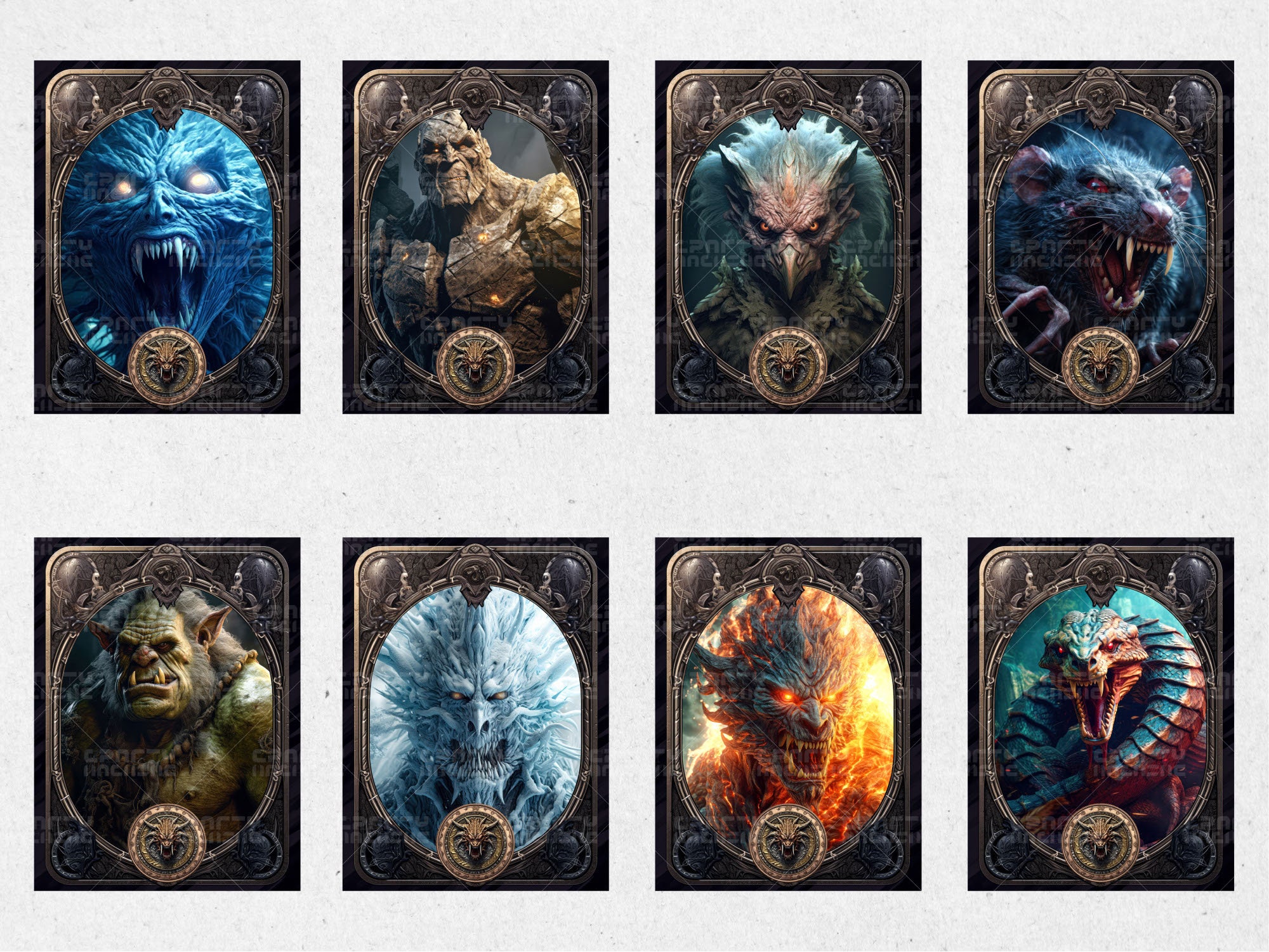 24 RPG Enemies Cards Printable Hi-res Images, Digital Download Set 1 ...