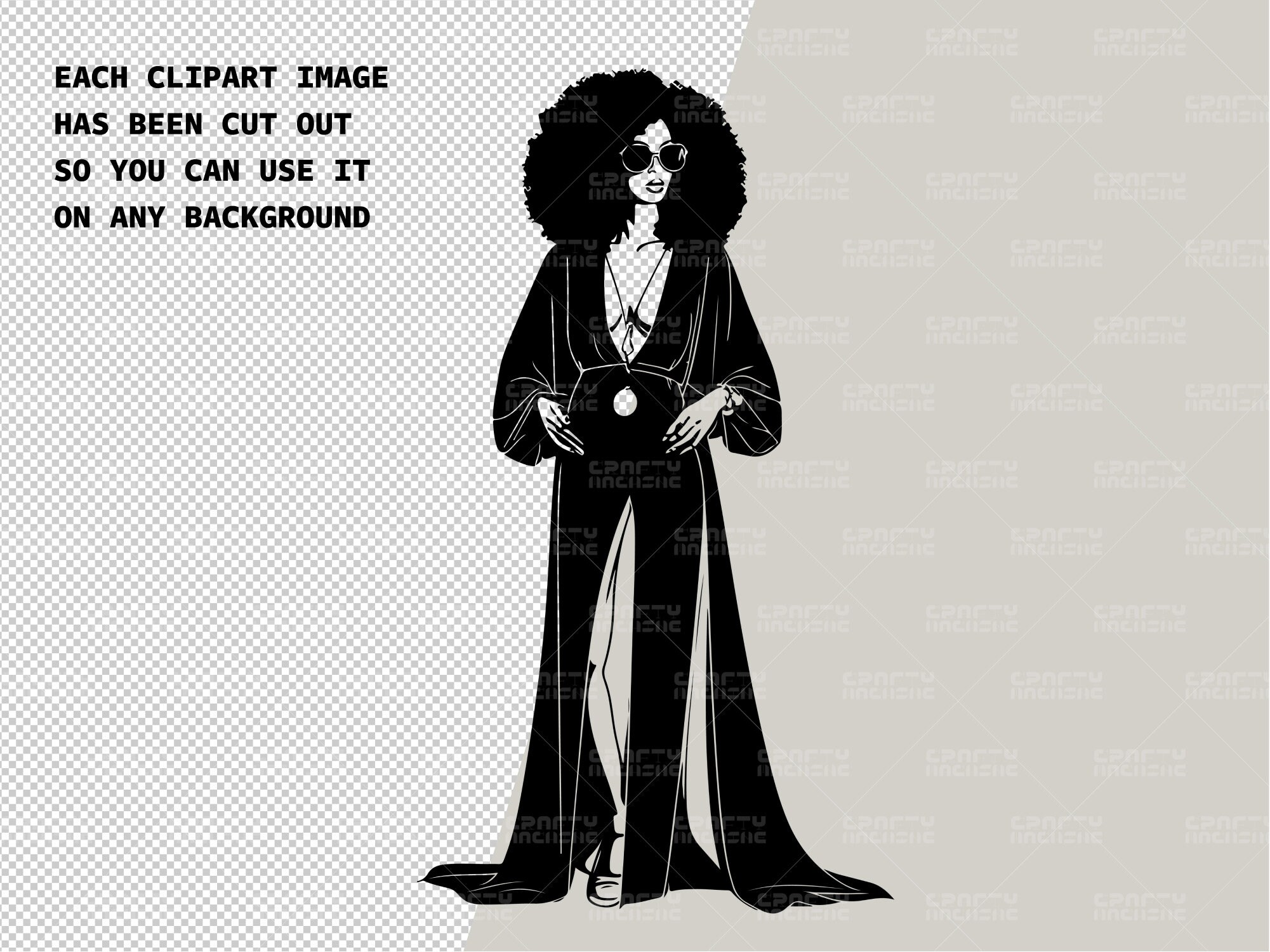 10 Retro Women Fashion Clip Art, Outlines, Digital Download ...