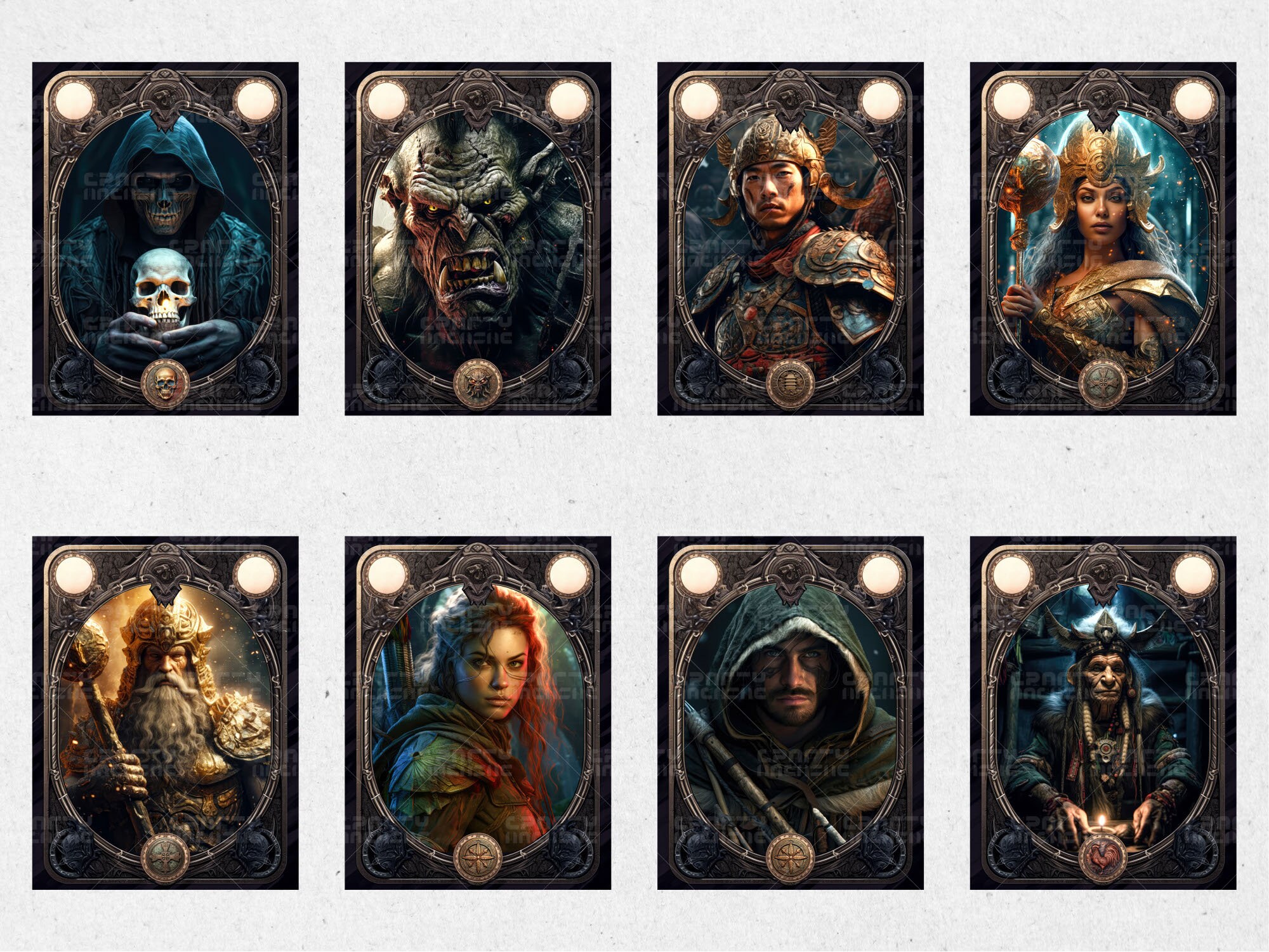 32 RPG Class Cards Printable Hi-res JPG, Digital Download Set 1, Vol. 1 ...