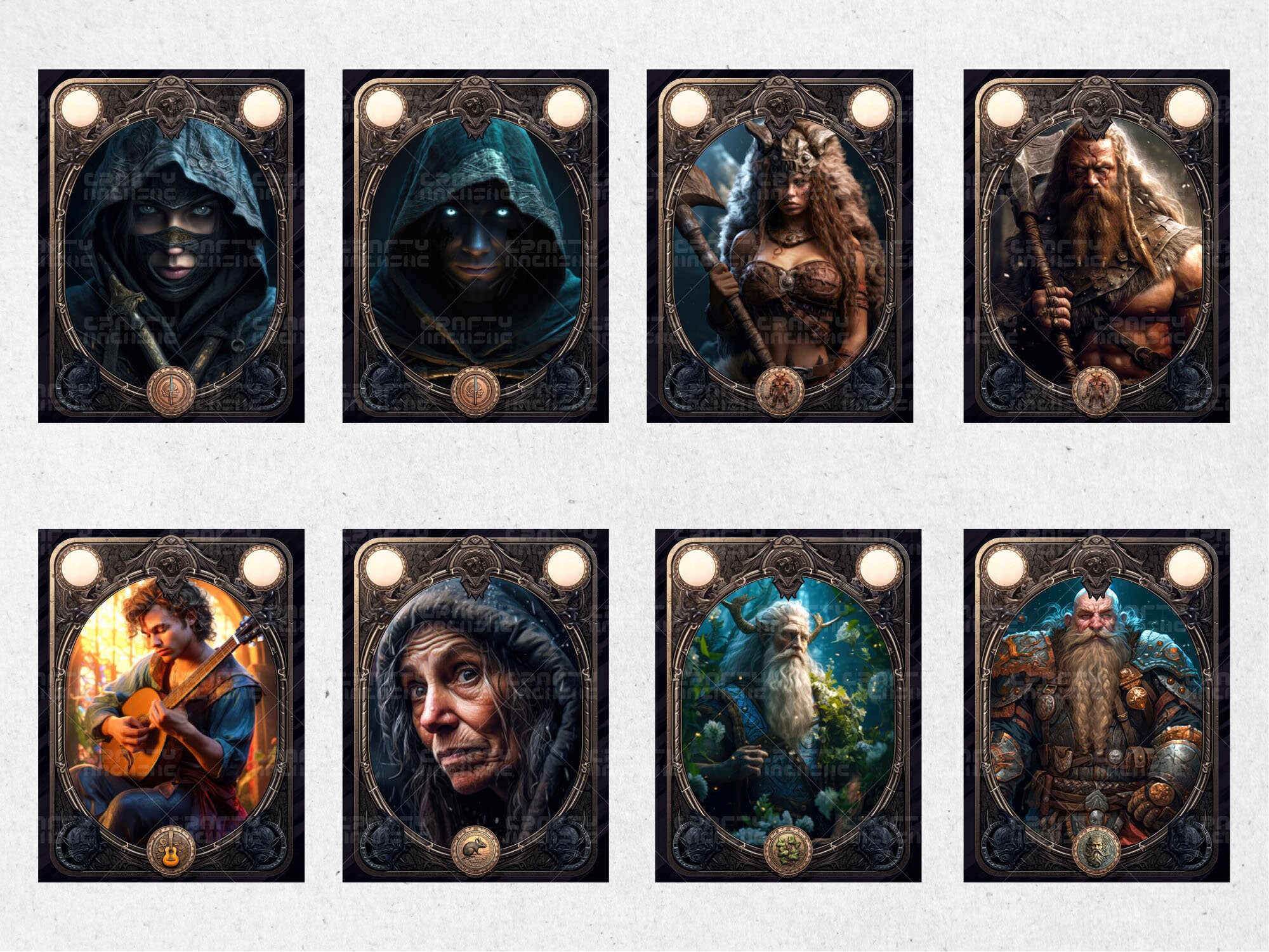 32 RPG Class Cards Printable Hi-res JPG, Digital Download Set 1, Vol. 1 ...
