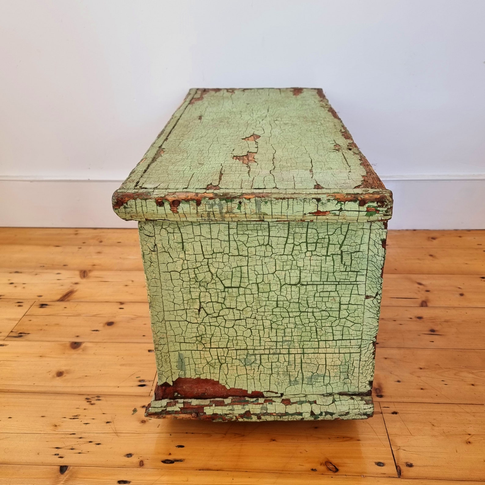 Antique Painted Wooden Chest, Storage Trunk, Naturally Distressed Paint ...