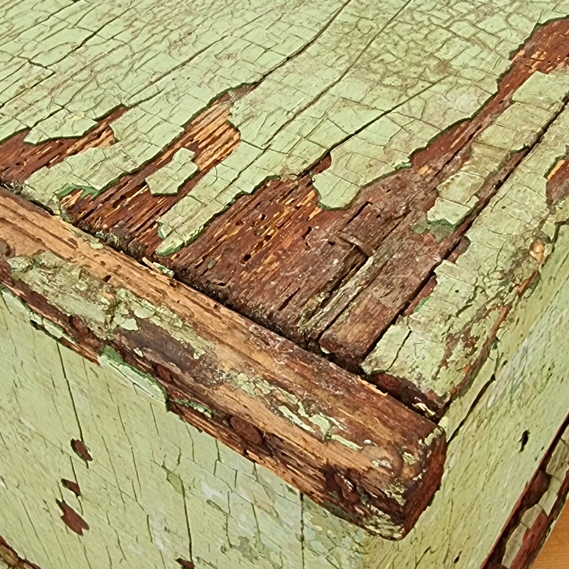 Antique Painted Wooden Chest, Storage Trunk, Naturally Distressed Paint ...