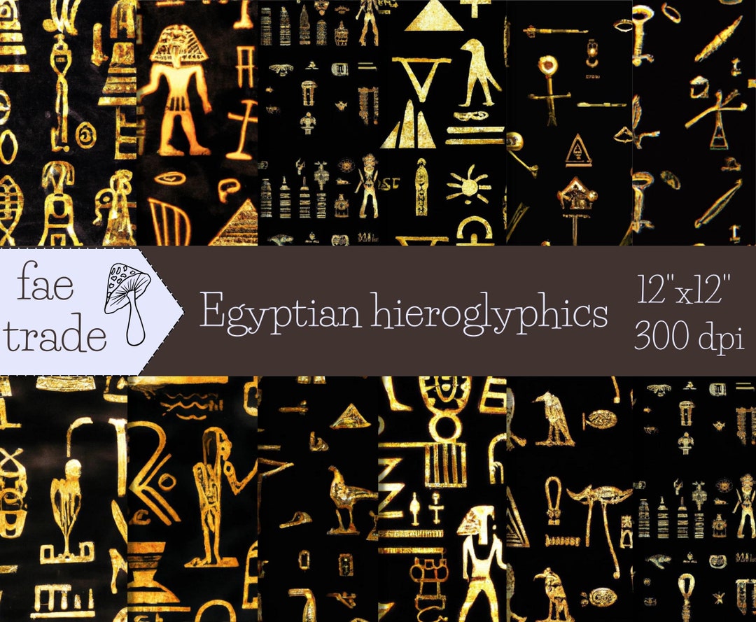 Egyptian Hieroglyphics Digital Paper, Scrapbook Paper 12 Designs 12in X ...