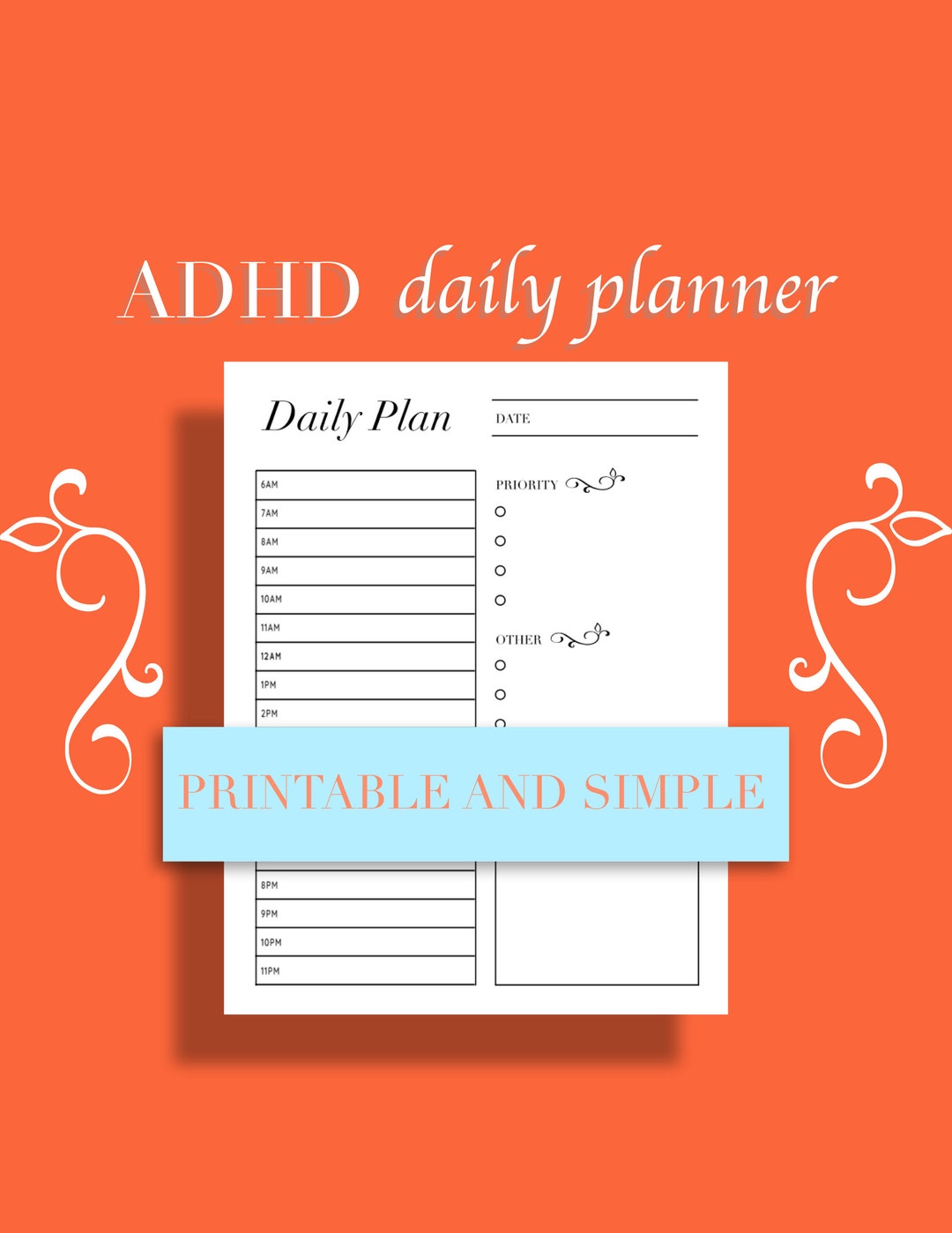 ADHD Planner Printable, Daily Planner, to Do List, Aesthetic - Etsy