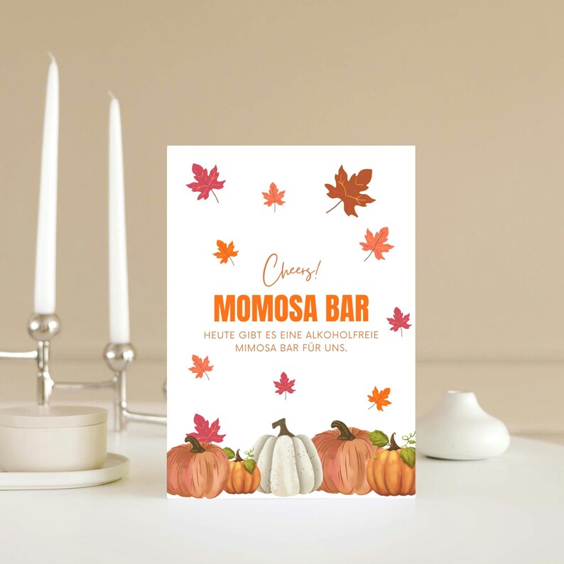 Mom Osa Bar Sign in Pumpkin Design - Drinks Menu as Baby Shower ...