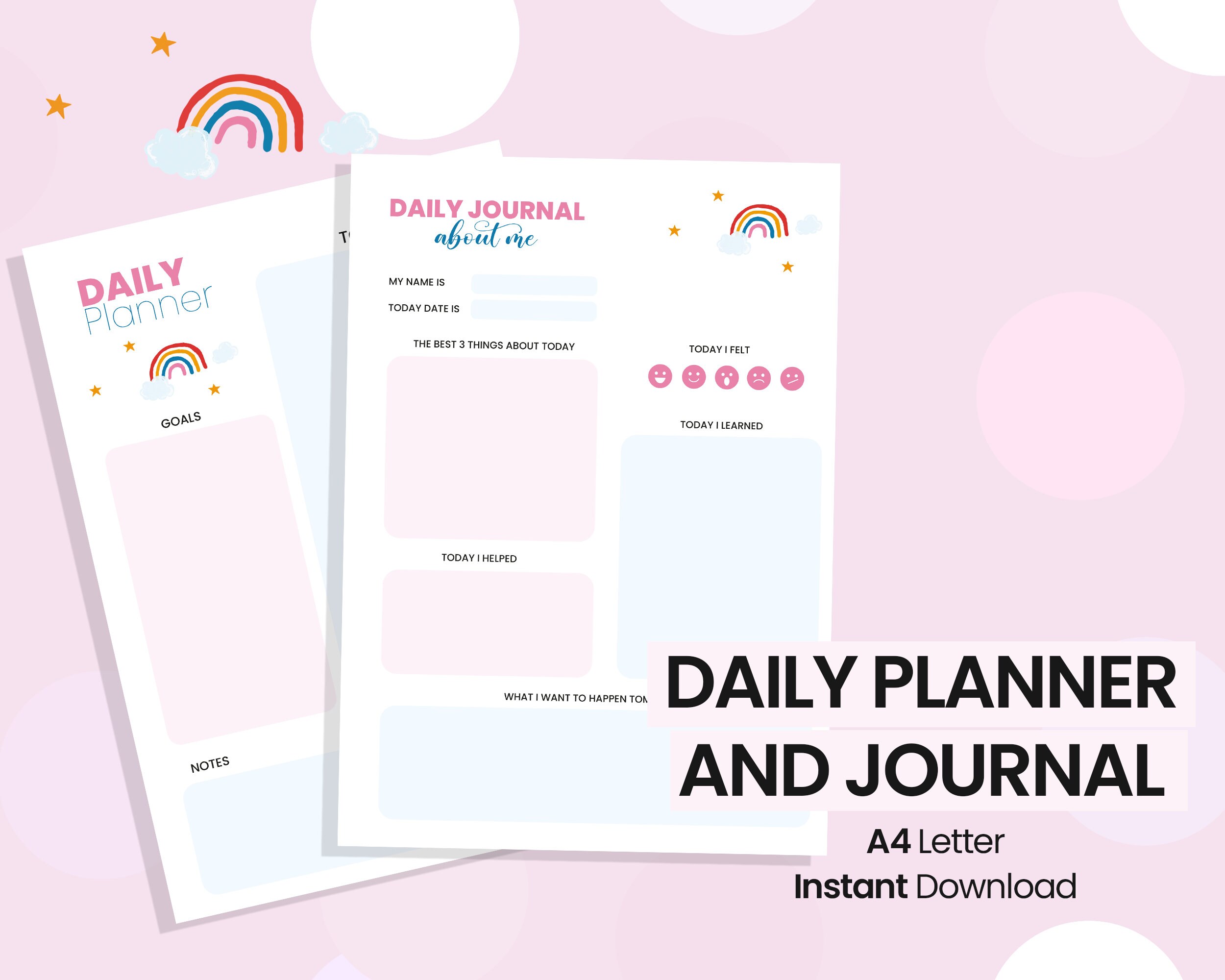 Printable Daily Planner for Kids, Printable Kids Journal, Kids Daily ...