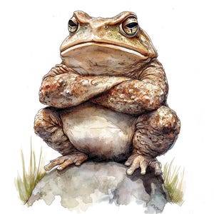 Grumpy Toad PNG Clipart, 12x Angry Frog Clip Art Set, Printable ...