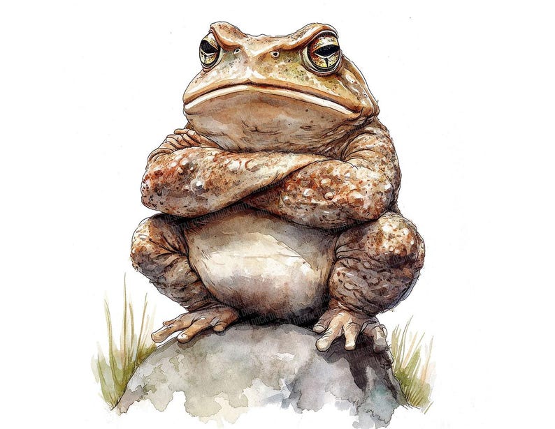 Grumpy Toad PNG Clipart, 12x Angry Frog Clip Art Set, Printable ...