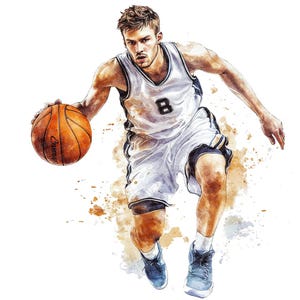 Basketball Player PNG Clipart, 12x Watercolor Basketball Clip Art Set ...