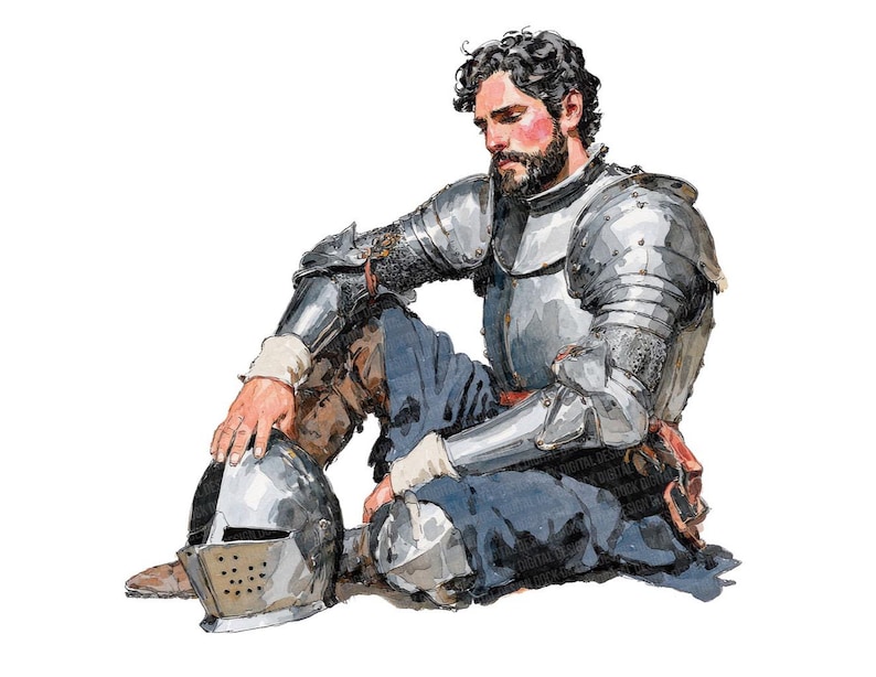 Knight Sitting With Helmet Clipart, 12x Medieval Warrior Clip Art Set ...