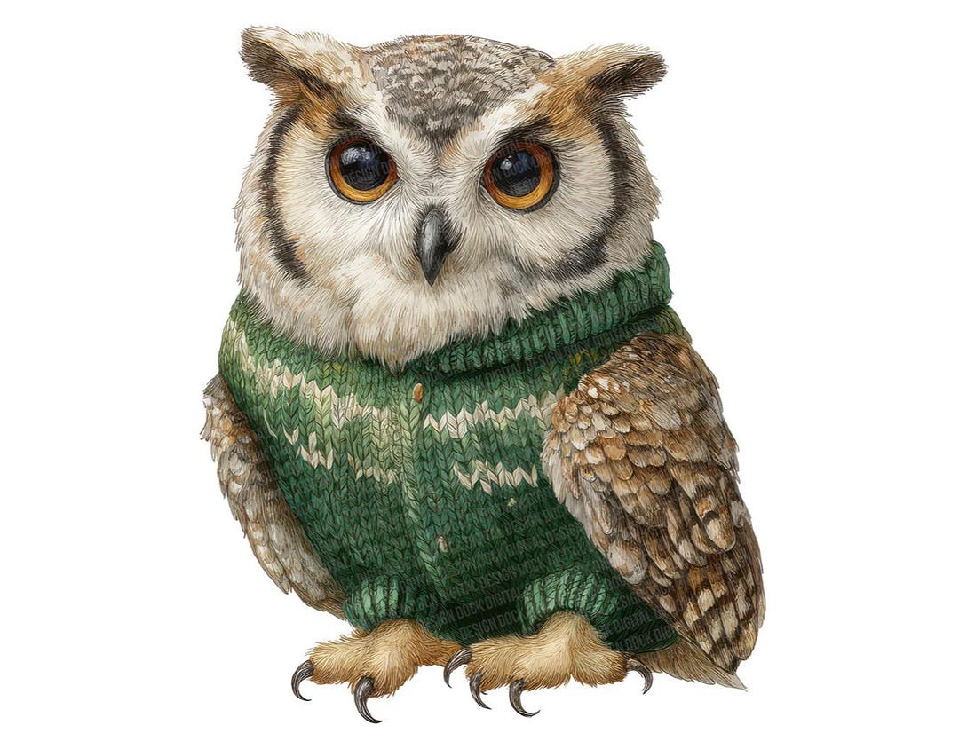 Owl PNG Clipart, 12x Christmas Owl in Sweater Clip Art Set, Printable ...