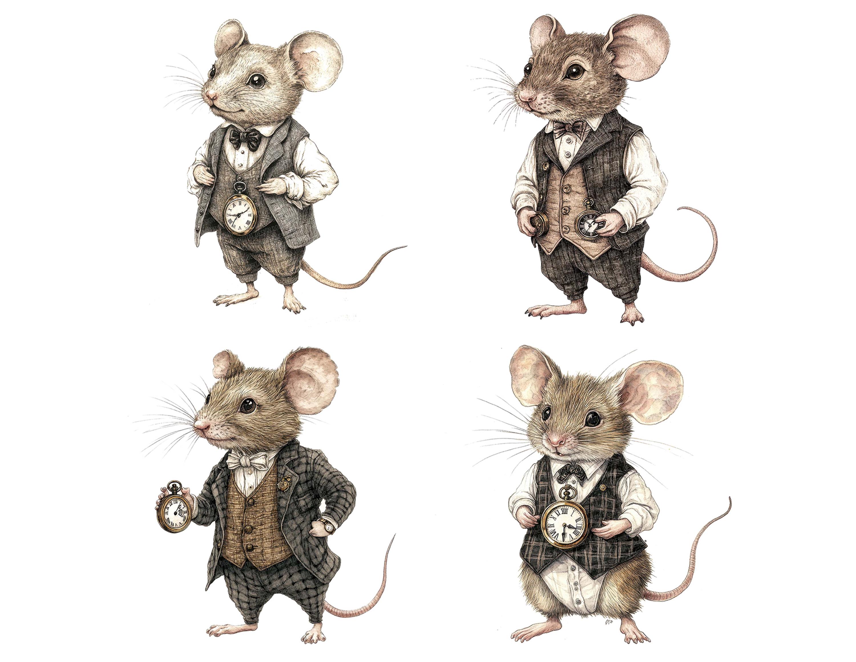 12 Victorian Mouse PNG Clip Art, Fancy Mouse Clip Art Set, Digital ...