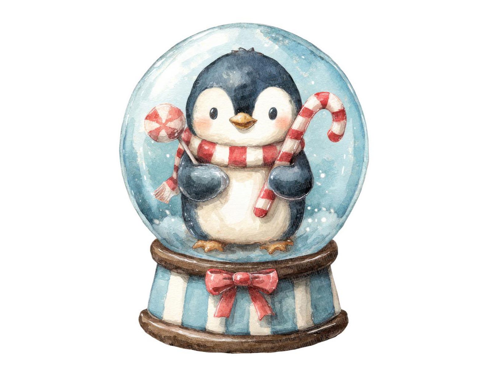12x Snow Globe Clipart, Retro Penguin Christmas Clip Art Set, Printable ...