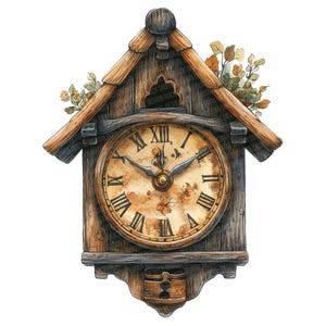 Cuckoo Clock PNG Clipart, 12x Wooden Clock Clip Art Set, Printable ...