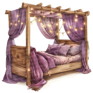 12x Canopy Lights Bed Clipart, Cartoon Bed Clipart, Printable ...