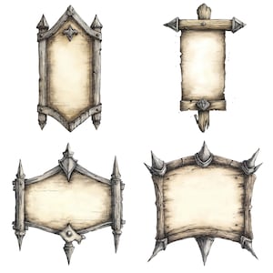 Gothic Sign PNG Clipart, 12x Medieval Signpost Clip Art Set, Printable ...