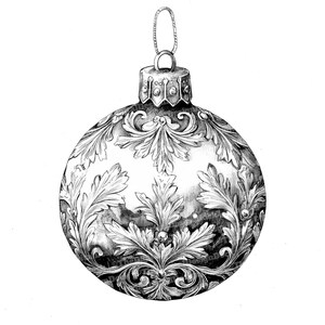 Ornate Bauble Clip Art, 12x Vintage Christmas Ornament Sketch Clipart ...
