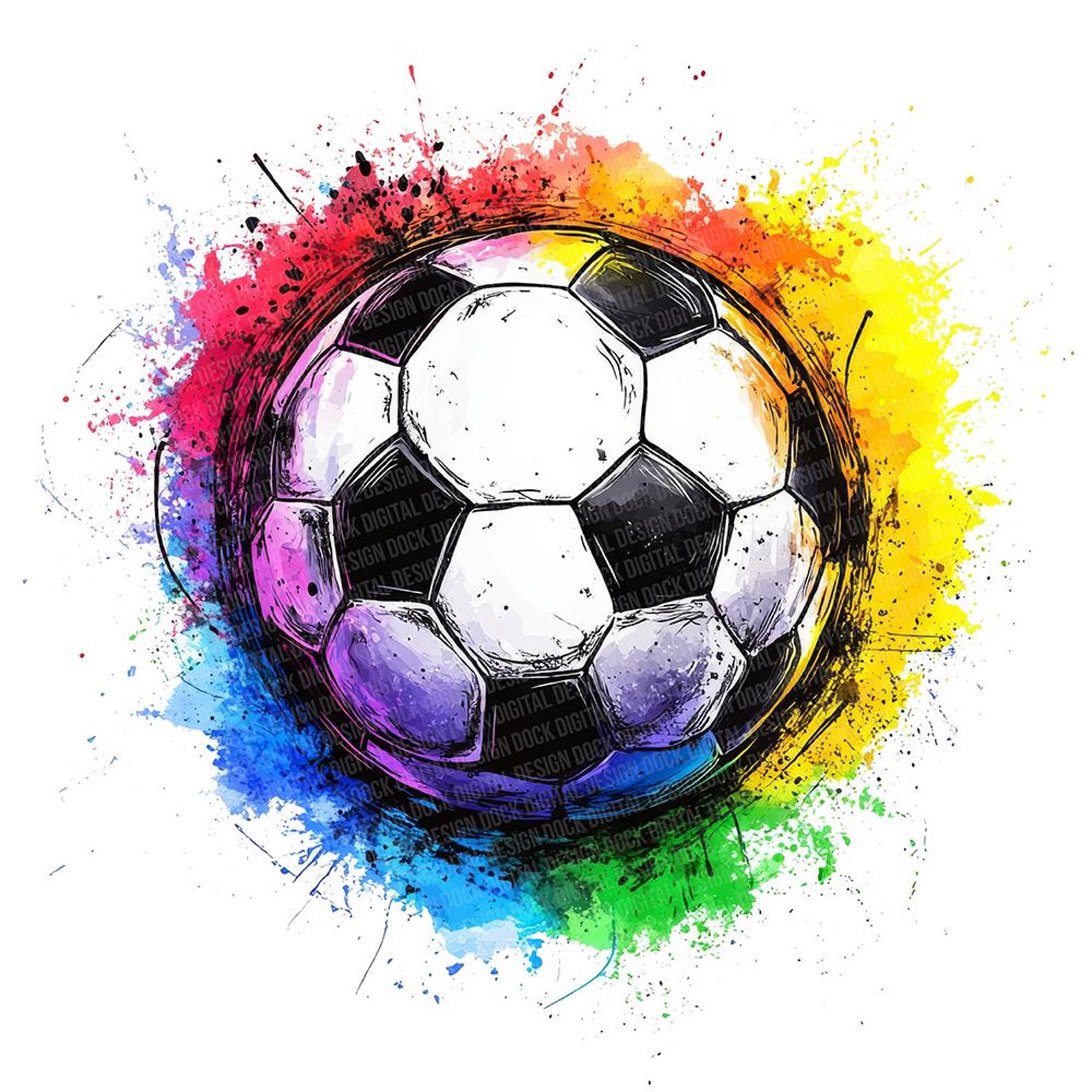 Soccer Ball PNG Clipart, 12x Watercolor Sports Clip Art Set, Printable ...